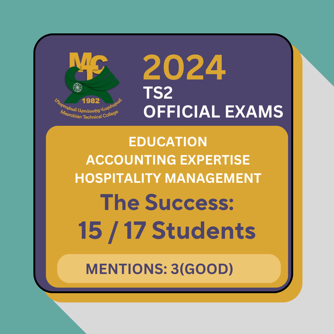 Mesrobian | Mesrobian Technical College Achieves Outstanding Results in 2024 TS2 Official Exams